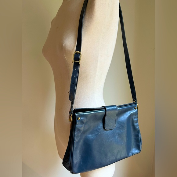 Bags | Vintage Blue Leather Frame Bag | Poshmark